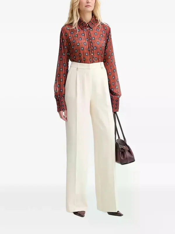 MORGAN Geometric-print Sheer Shirt