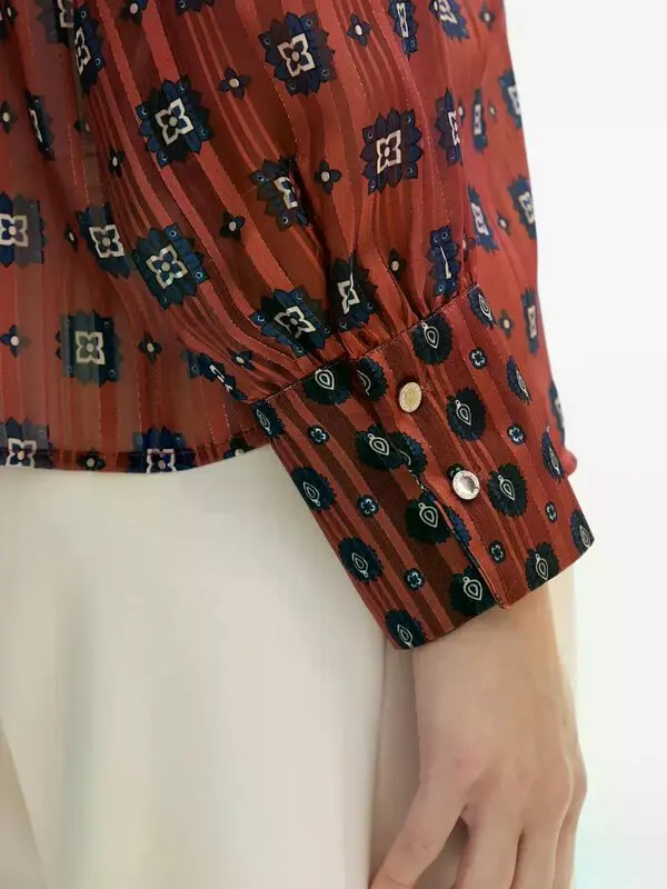 MORGAN Geometric-print Sheer Shirt