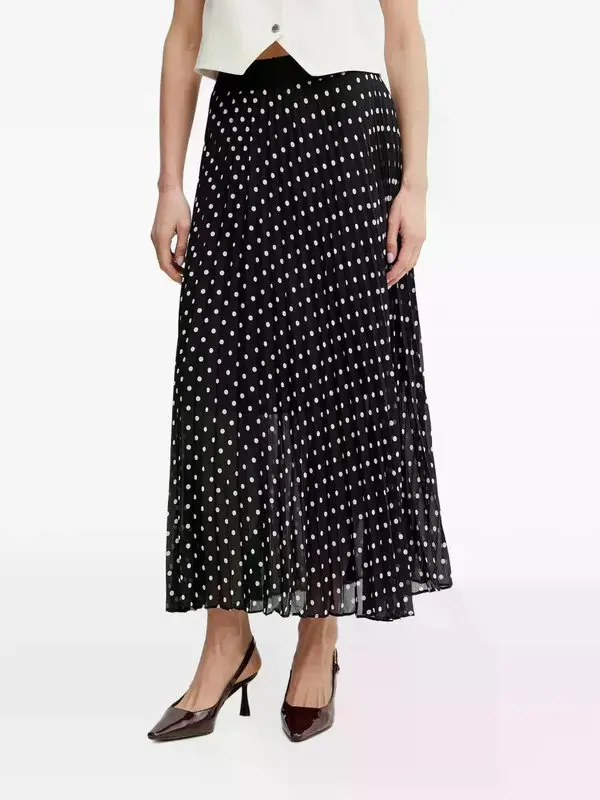 MORGAN Polka-dot Pleated Midi Skirt
