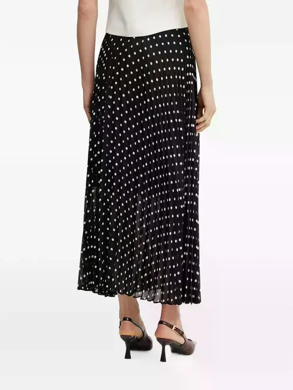 MORGAN Polka-dot Pleated Midi Skirt