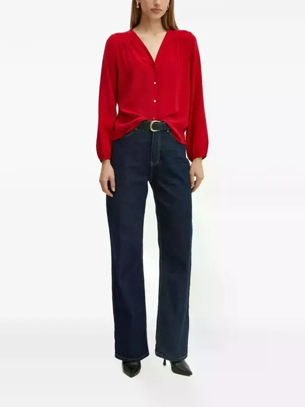 MORGAN Gathered V-neck Blouse