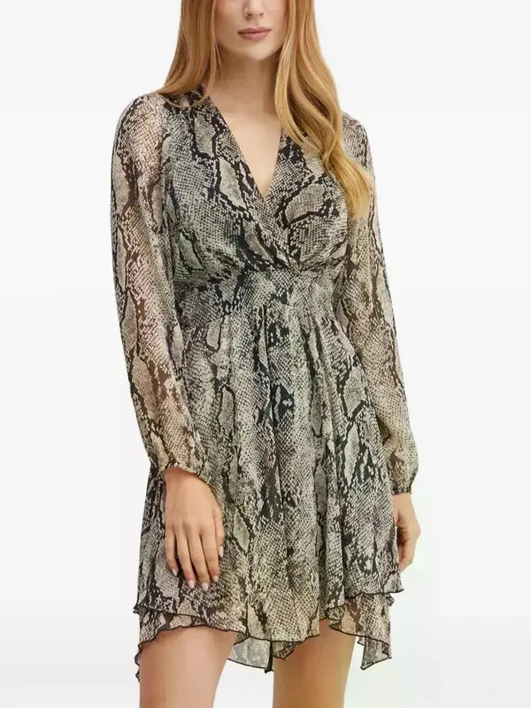 MORGAN Snake-print Wrap-style Mini Dress