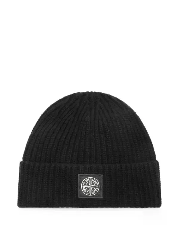 Stone Island Logo-patch Ribbed-knit Beanie Hat