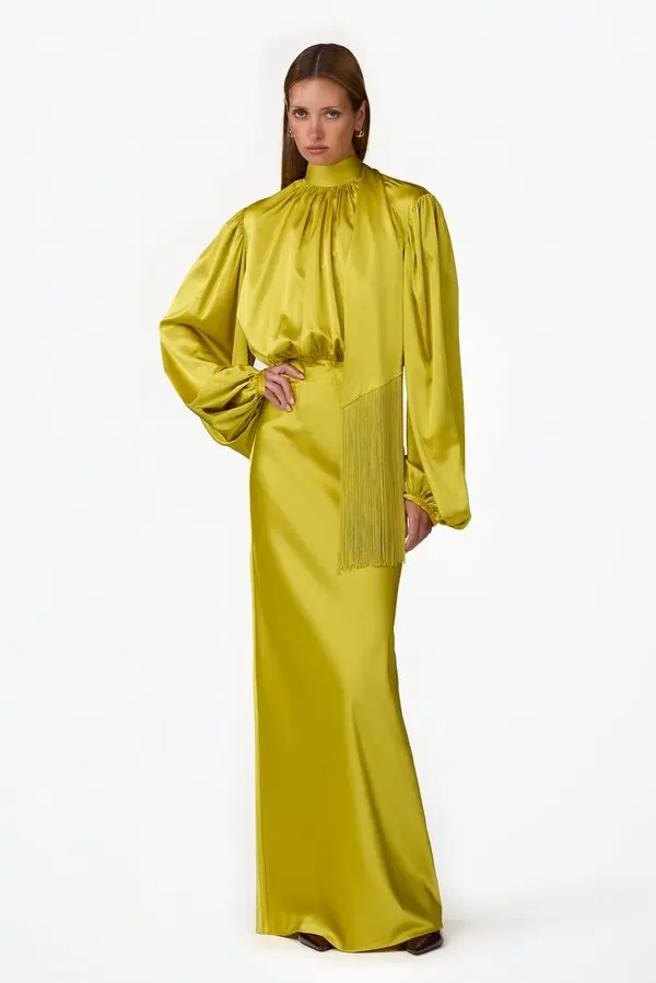 SAME Draped Fringe Silk Blouse