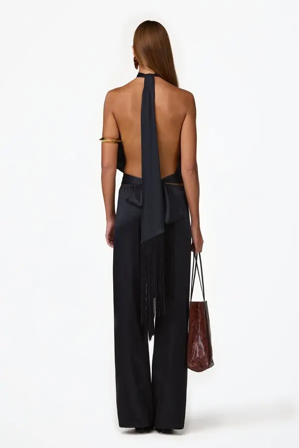 SAME Silk Fringe Halter Top