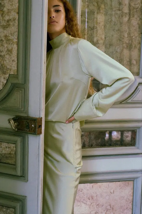 SAME Silk Long Sleeve Blouse