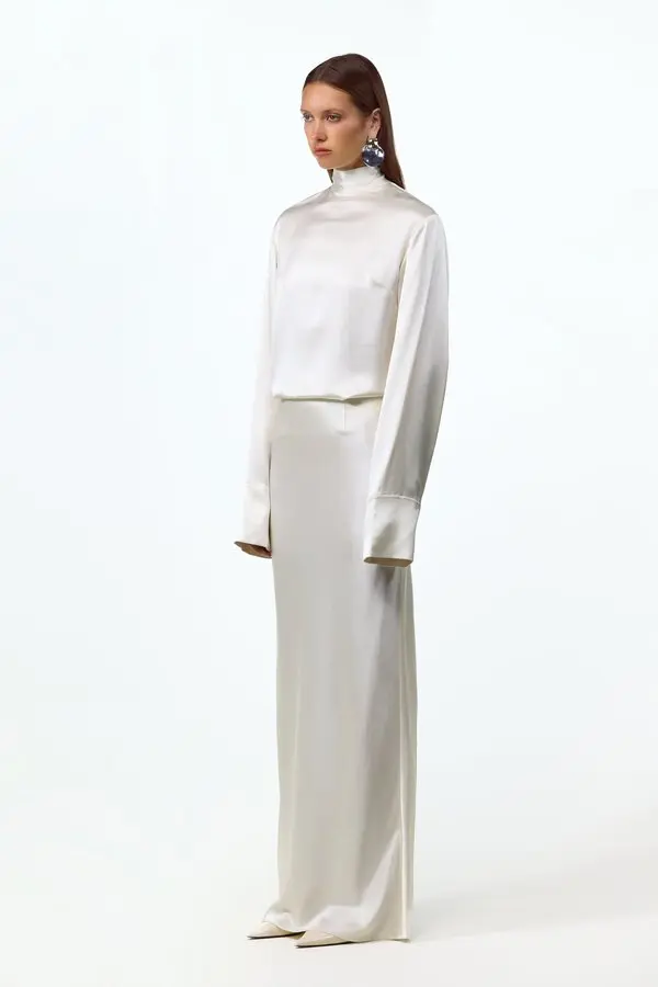 SAME Silk Long Sleeve Blouse