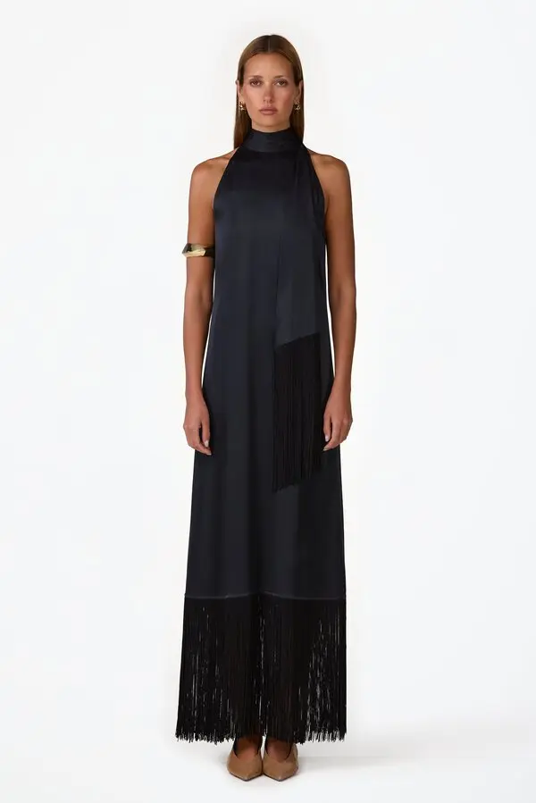SAME Silk Fringe Gown