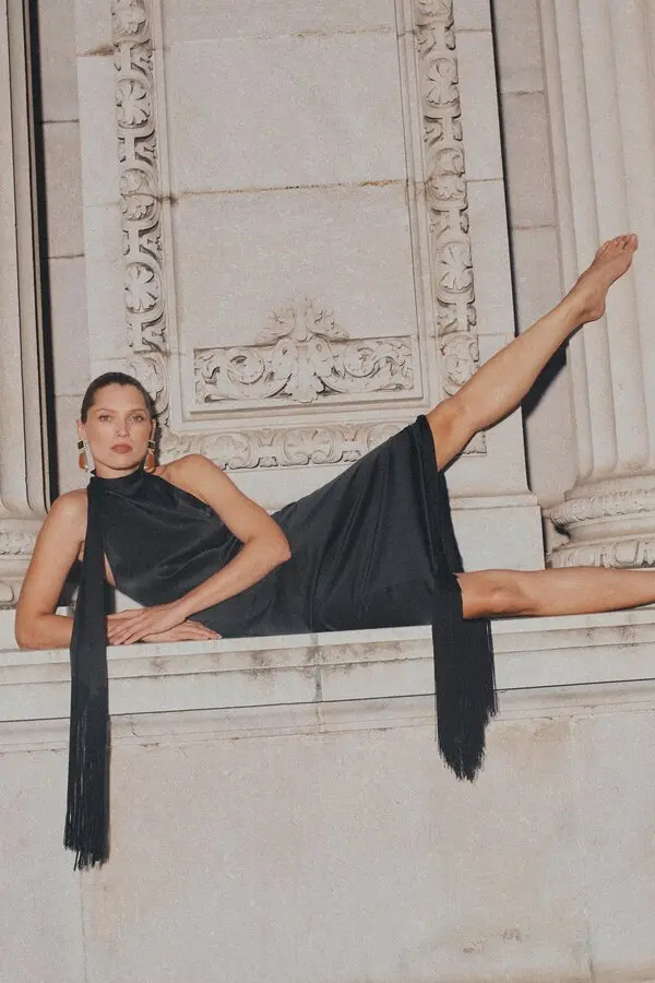 SAME Silk Fringe Gown