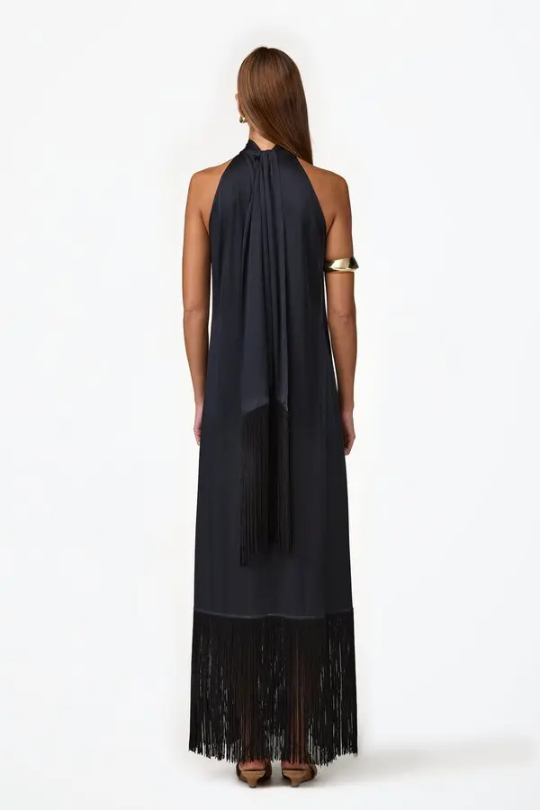 SAME Silk Fringe Gown