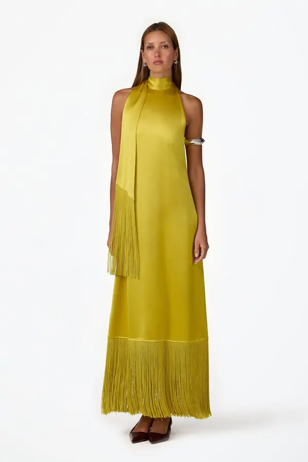 SAME Silk Fringe Gown