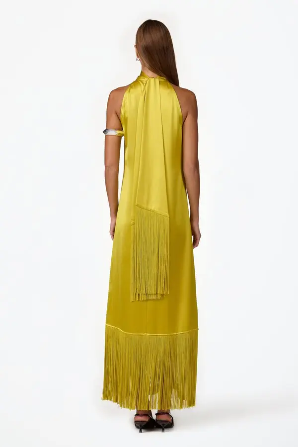 SAME Silk Fringe Gown