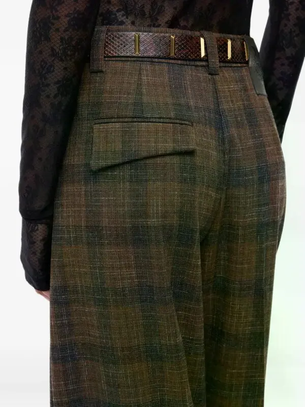 Pinko Check-pattern Wide-leg Trousers