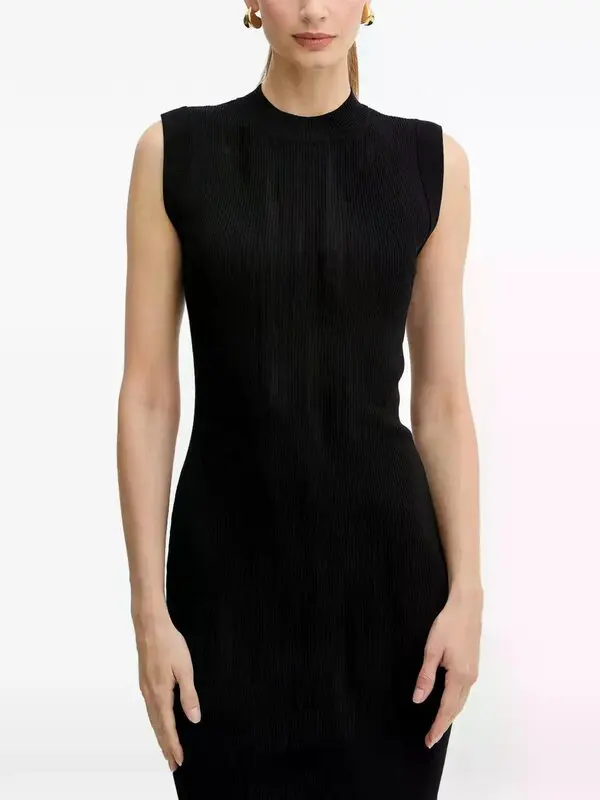 MORGAN Lace-panelled Ribbed-knit Midi Dress