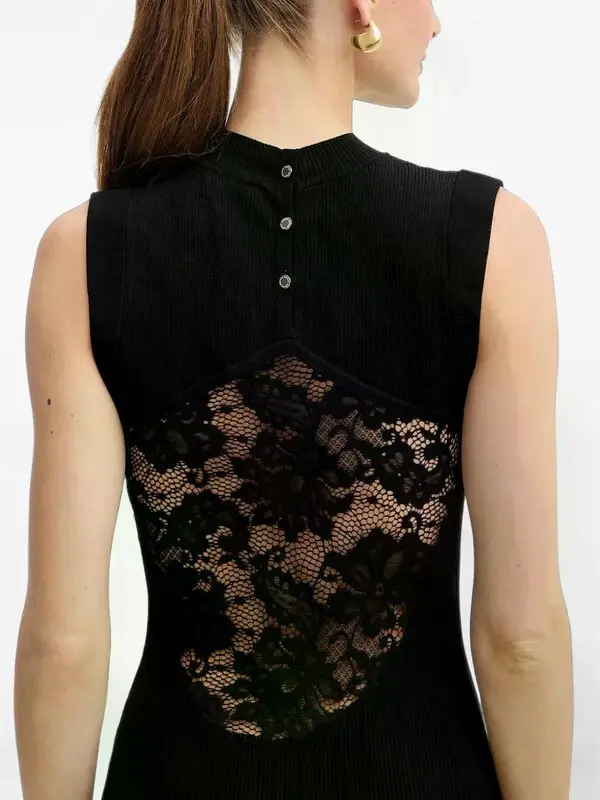 MORGAN Lace-panelled Ribbed-knit Midi Dress