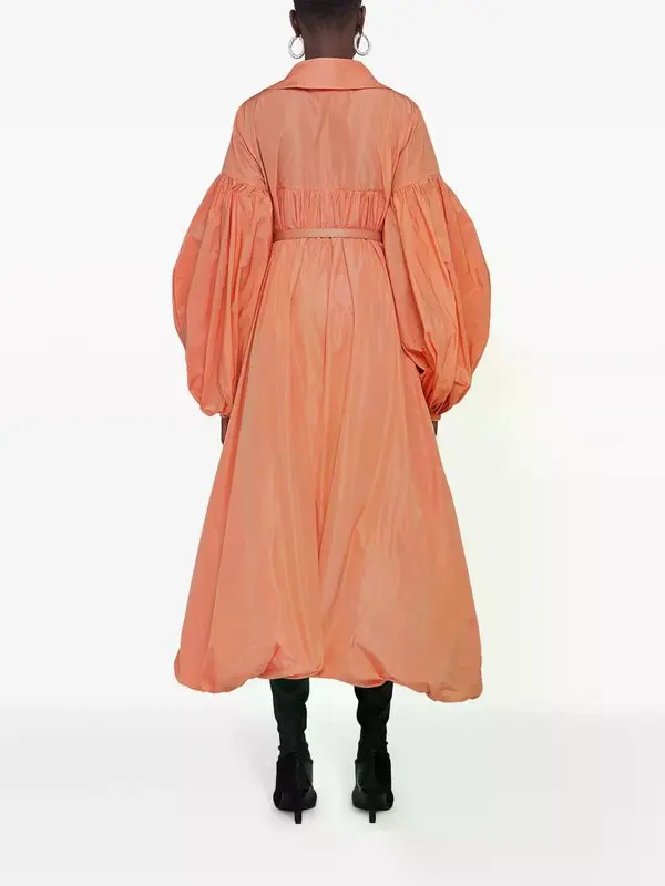 JIL SANDER Puff-sleeve Pleated Taffeta Dress
