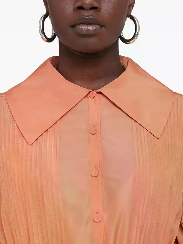 JIL SANDER Puff-sleeve Pleated Taffeta Dress