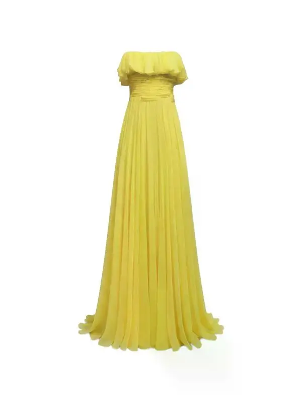 GEMY MAALOUF Ruffled Strapless Dress - Yellow