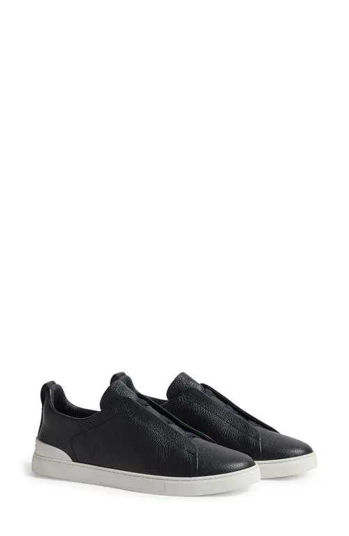 Zegna Triple Stitch™ Leather Slip-on Sneaker - Navy