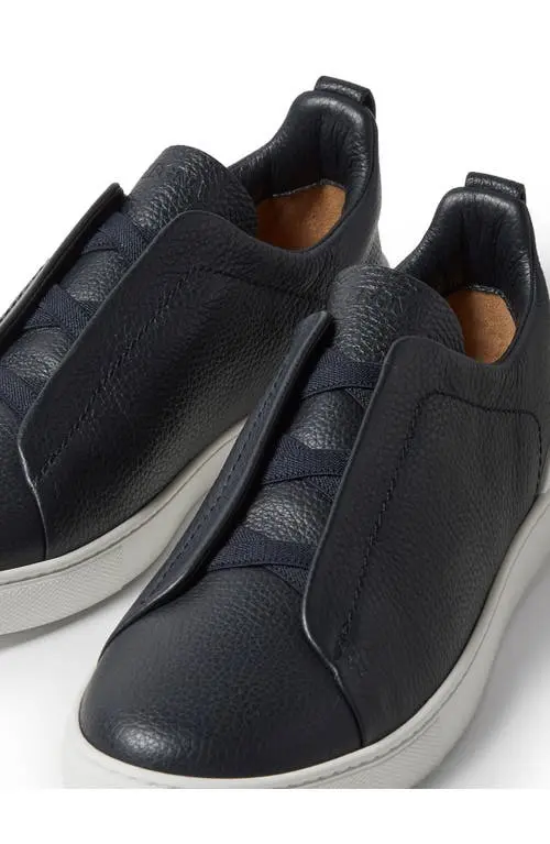 Zegna Triple Stitch™ Leather Slip-on Sneaker - Navy