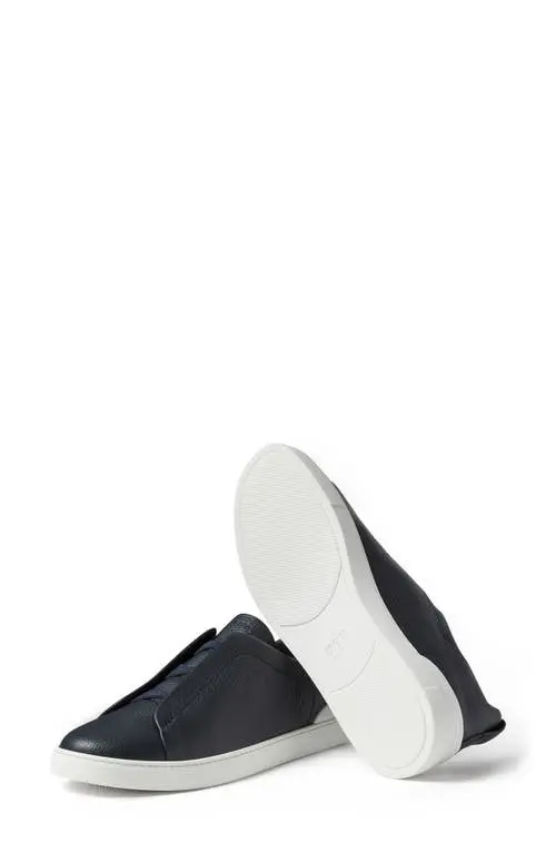 Zegna Triple Stitch™ Leather Slip-on Sneaker - Navy