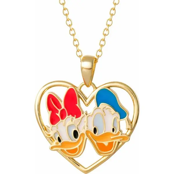 Disney Donald And Daisy Duck Heart Necklace 18" Official License