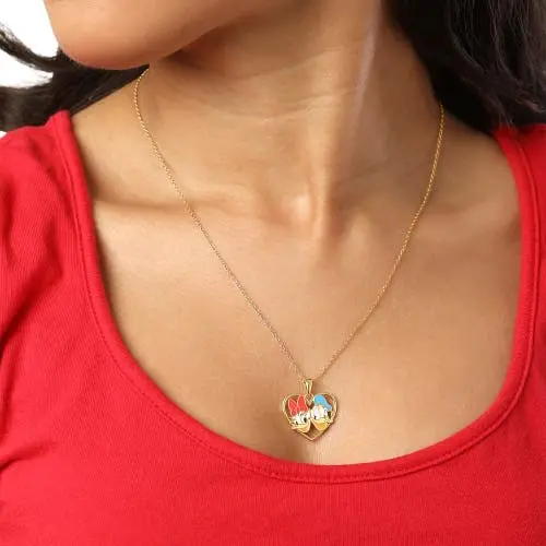 Disney Donald And Daisy Duck Heart Necklace 18" Official License