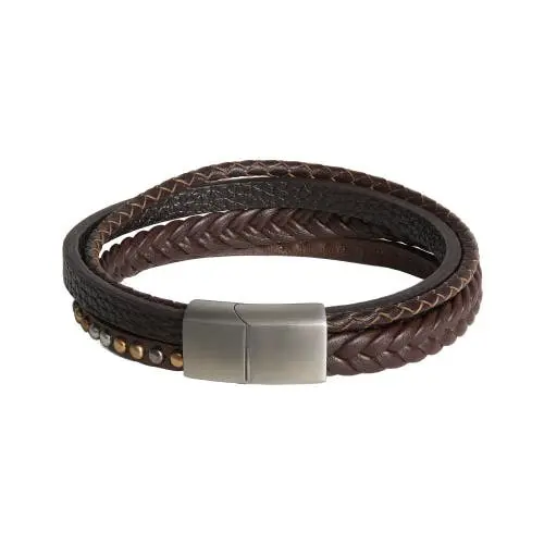 Lucky Brand Stainless Steel And Pu Leather Bracelet For