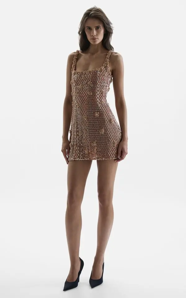 Rachel Gilbert Solana Mini Dress - Rose Gold