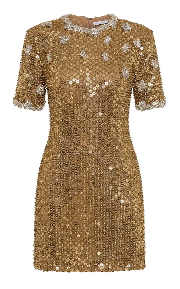 Rachel Gilbert Kylo Sleeve Mini Dress - Gold
