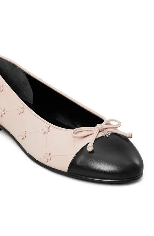 Tory Burch Cap Toe Bunny Knot Ballet Flat - Rose/black
