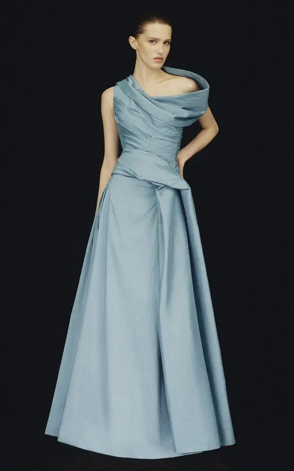 Rachel Gilbert Banks One-shoulder Gown - Light Blue