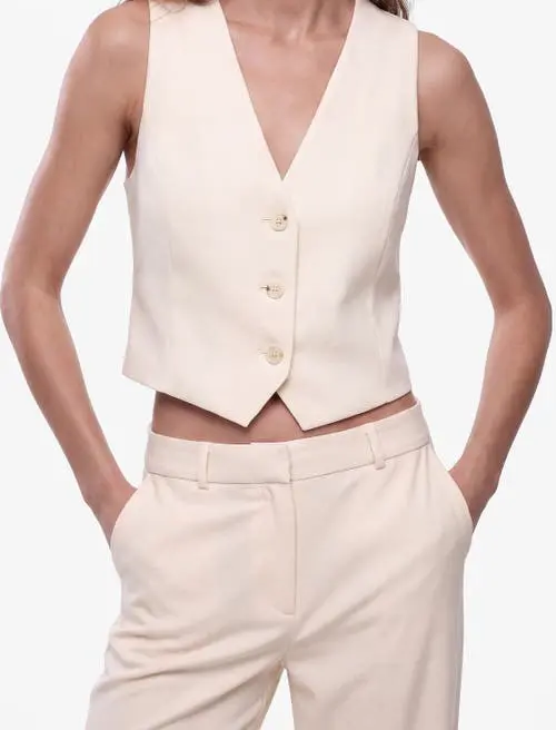 Koton V-neck Sleeveless Tailored Buttoned Vest