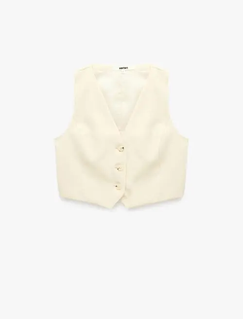 Koton V-neck Sleeveless Tailored Buttoned Vest
