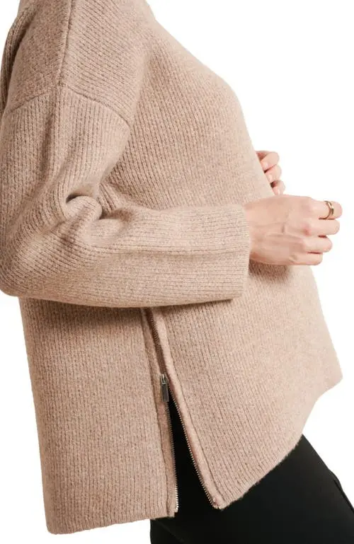 NOM MATERNITY Lia Side-zip Maternity & Nursing Turtleneck Sweater