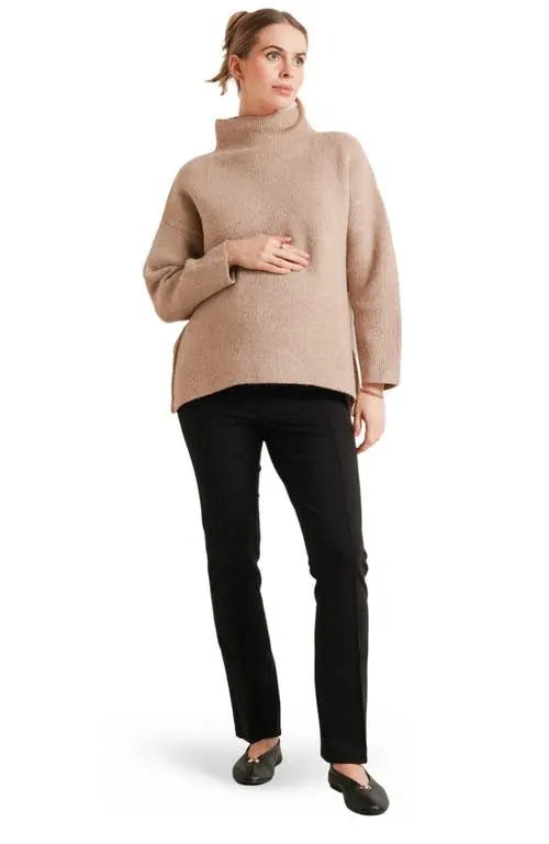 NOM MATERNITY Lia Side-zip Maternity & Nursing Turtleneck Sweater