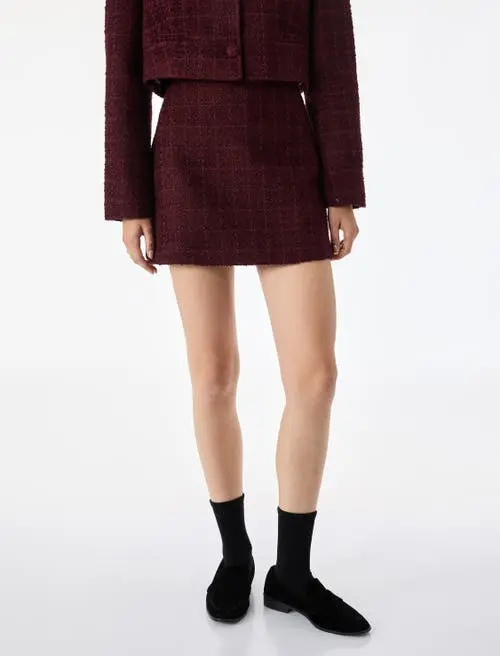Koton Tweed Plaid A-line Mini Skirt