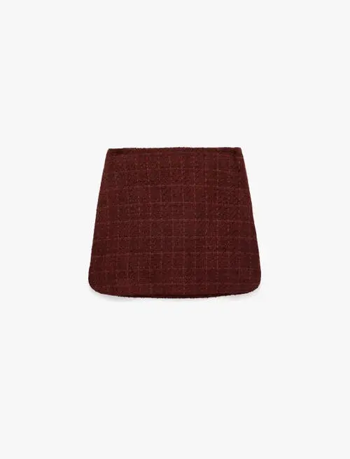 Koton Tweed Plaid A-line Mini Skirt