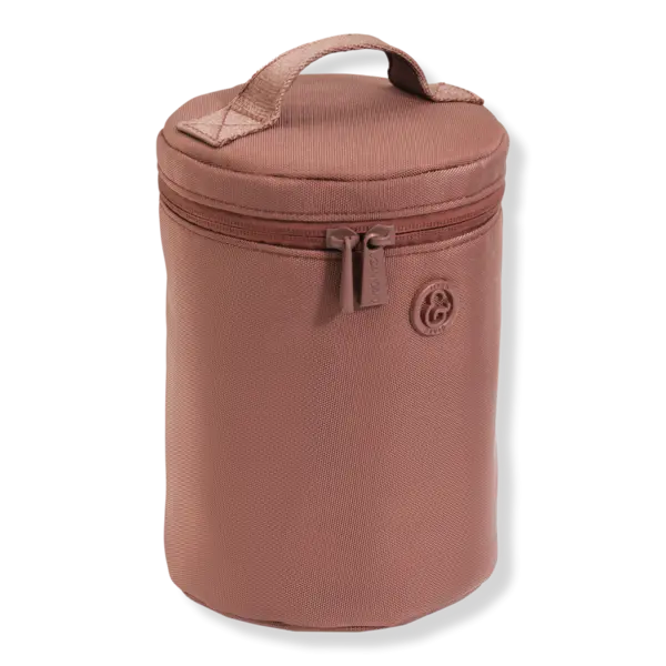 Joan & David 1680 Denier Nylon Top Handle Cylinder Cosmetic Case - Clay