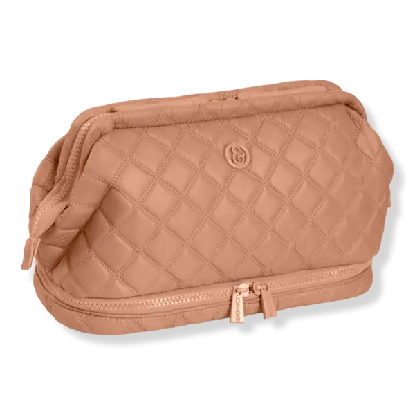 Joan & David Diamond Quilted Puffer Sport Nylon Cosmetic Bag - Blush