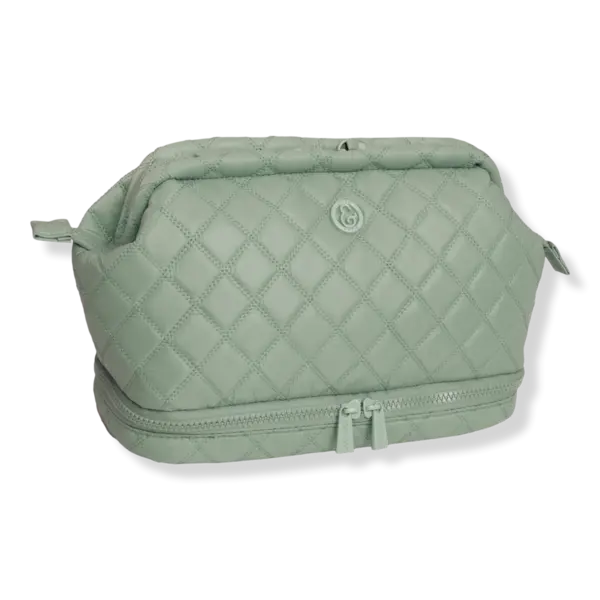 Joan & David Diamond Quilted Puffer Sport Nylon Cosmetic Bag - Sage