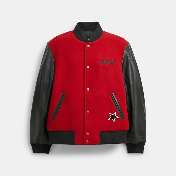 COACH Wool Leather Varsity Jacket