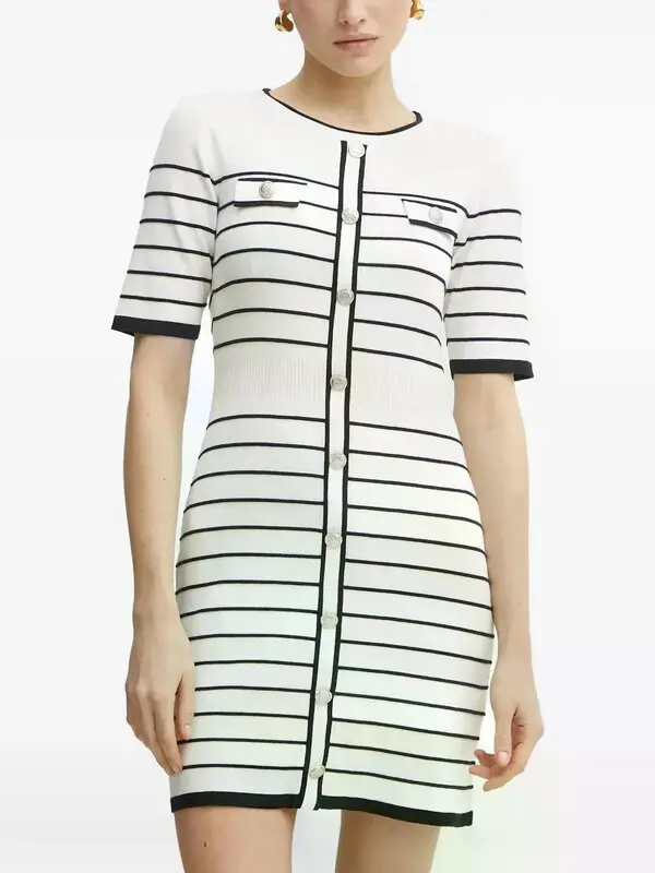 MORGAN Striped Button-front Mini Dress