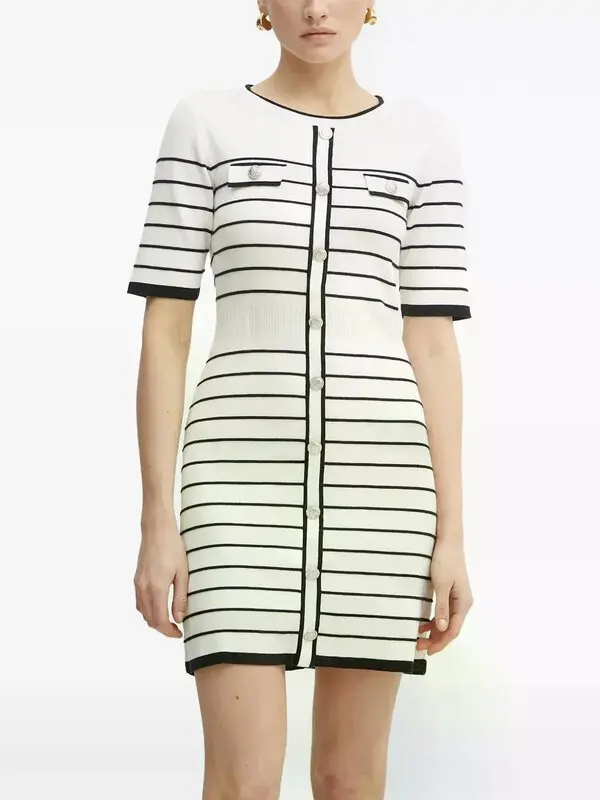 MORGAN Striped Button-front Mini Dress
