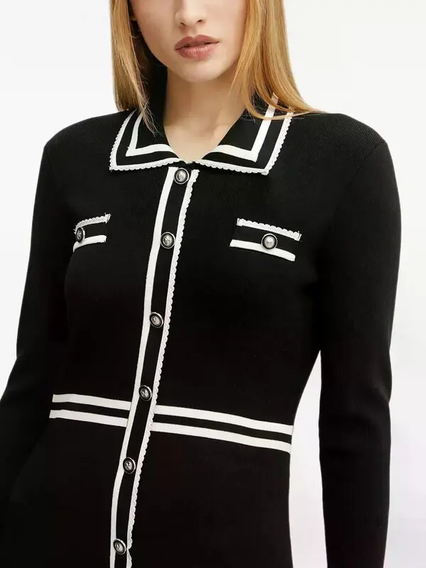 MORGAN Contrast-trim Button-up Mini Dress