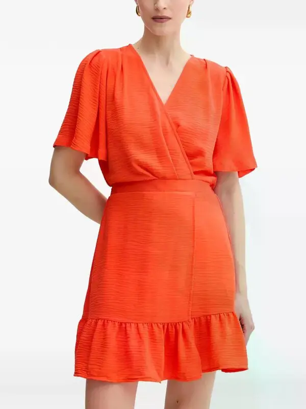 MORGAN Ruffled-hem V-neck Mini Dress