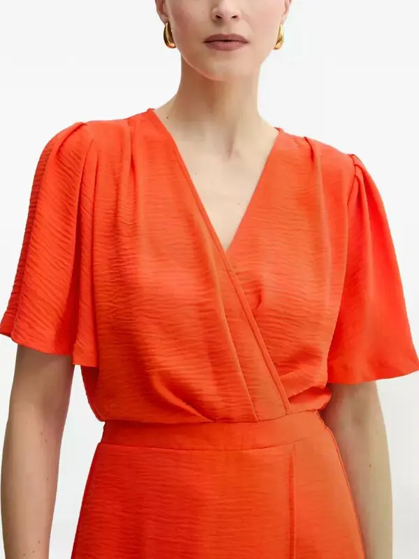 MORGAN Ruffled-hem V-neck Mini Dress