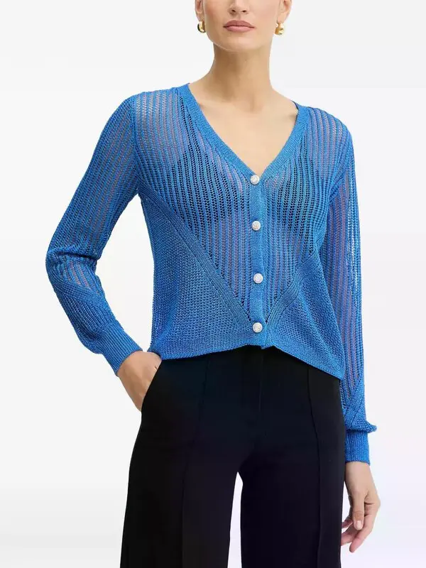 MORGAN Openwork-knit Button-down Cardigan