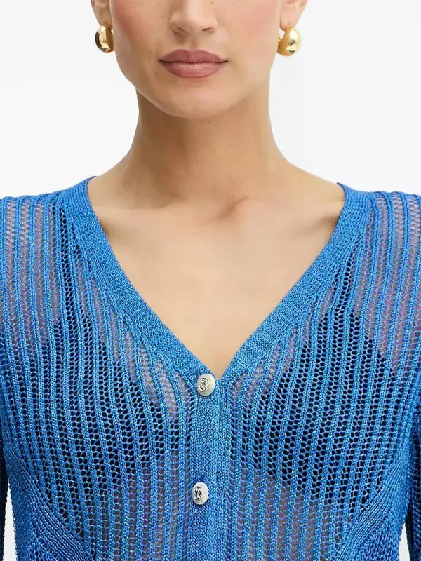 MORGAN Openwork-knit Button-down Cardigan
