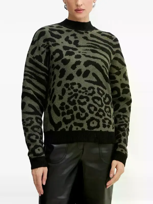 MORGAN Animal-print Sweater - Green